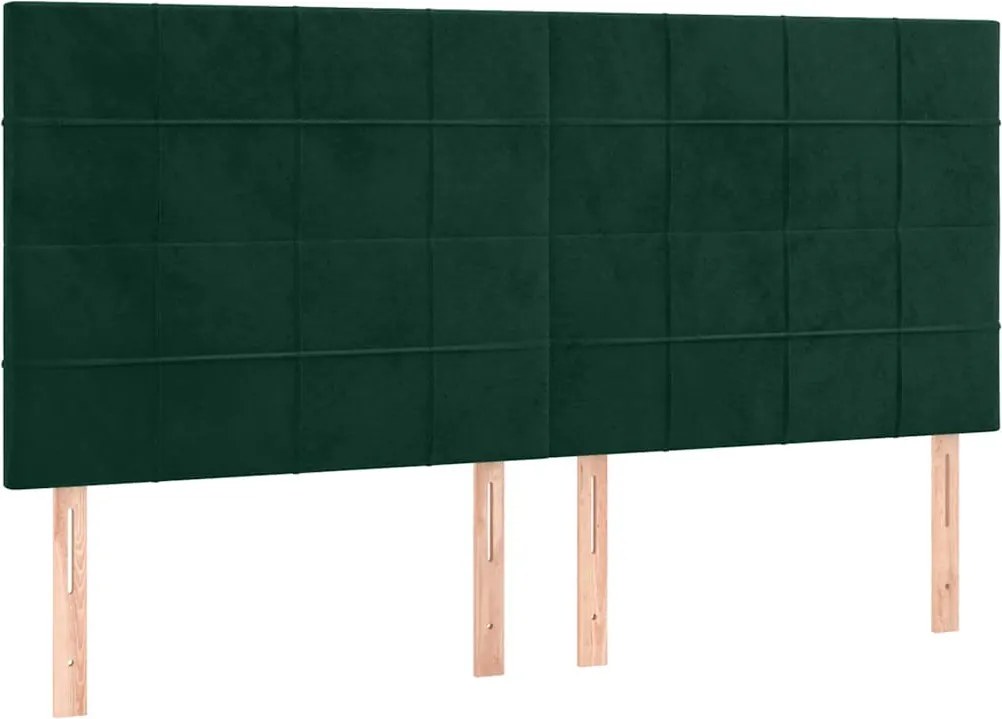 Čelo postele s LED tmavě zelená 160x5x118/128 cm samet 3122481
