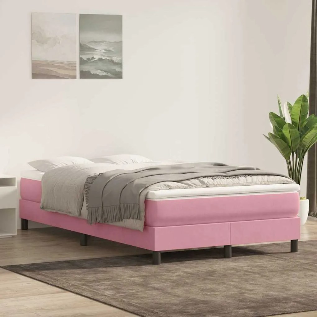 Postel Box Spring bez matrace růžová 120x210 cm samet 3315824