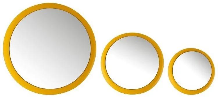 Set 3 žlutých kovových zrcadel Matte - 41*41*6 cm