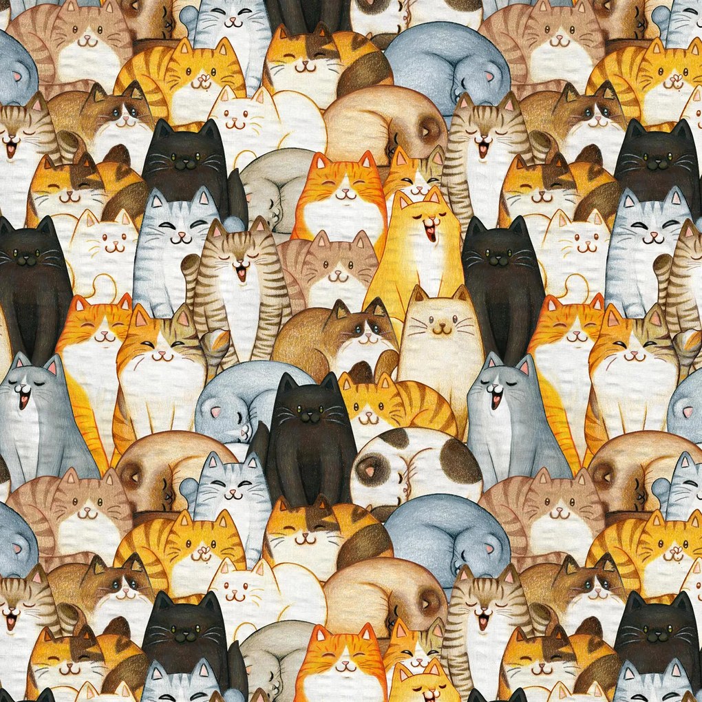 Krepové perkálové povlečení Kočky Velikost: 140 x 200 + 70 x 90