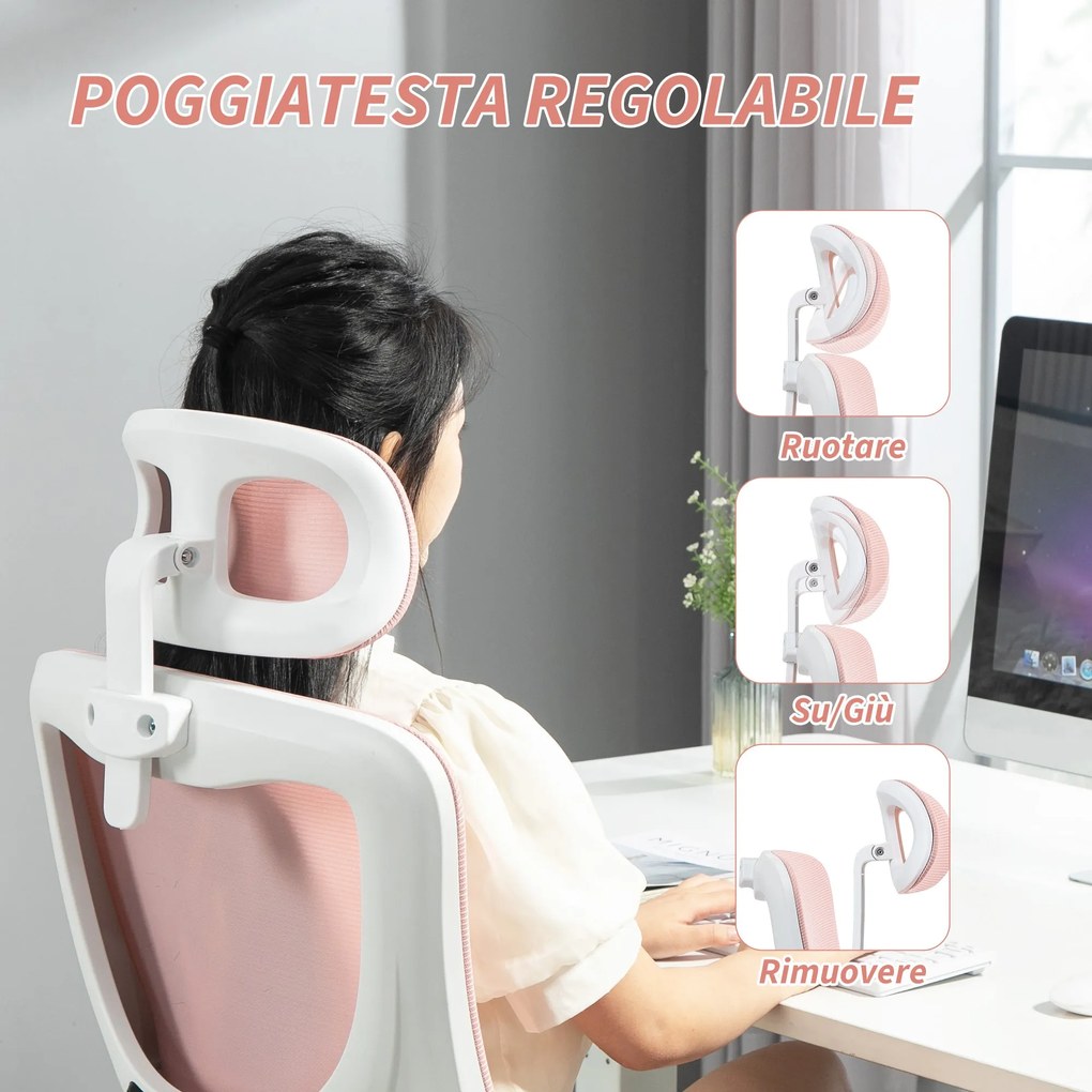 Ergonomická kancelářská židle Vinsetto s bederní podporou, sklápěcí opěrkami, nastavitelným opěradlem, otočná židle s vysokým opěradlem, výškově nast…