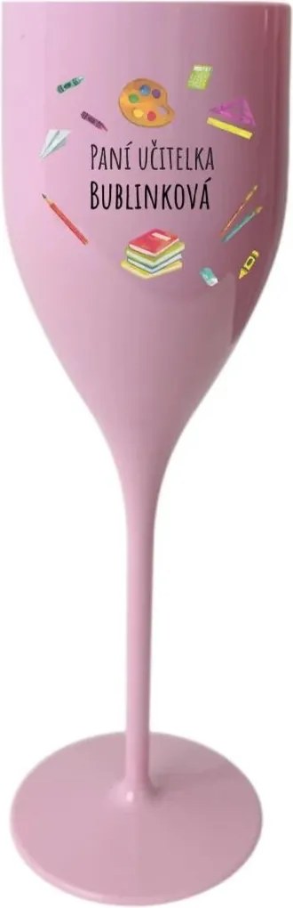 Personalizovaná nerozbitná prosecco sklenice pro paní učitelku/pana učitele (pomůcky)