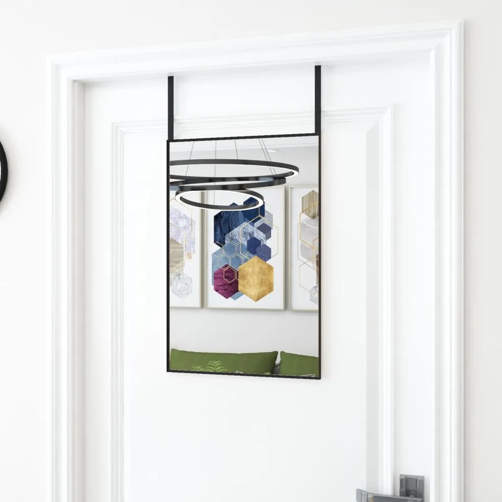 Zrcadlo na dveře černé 40 x 60 cm sklo a hliník 327406