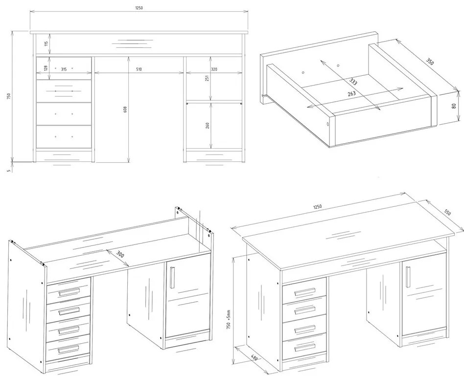 FALCO Psací stůl Adana Odstín: Dub artisan