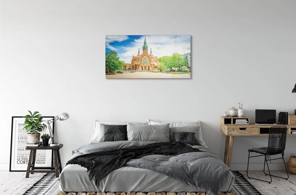 Obraz na skle Katedrála Krakow 100x50 cm