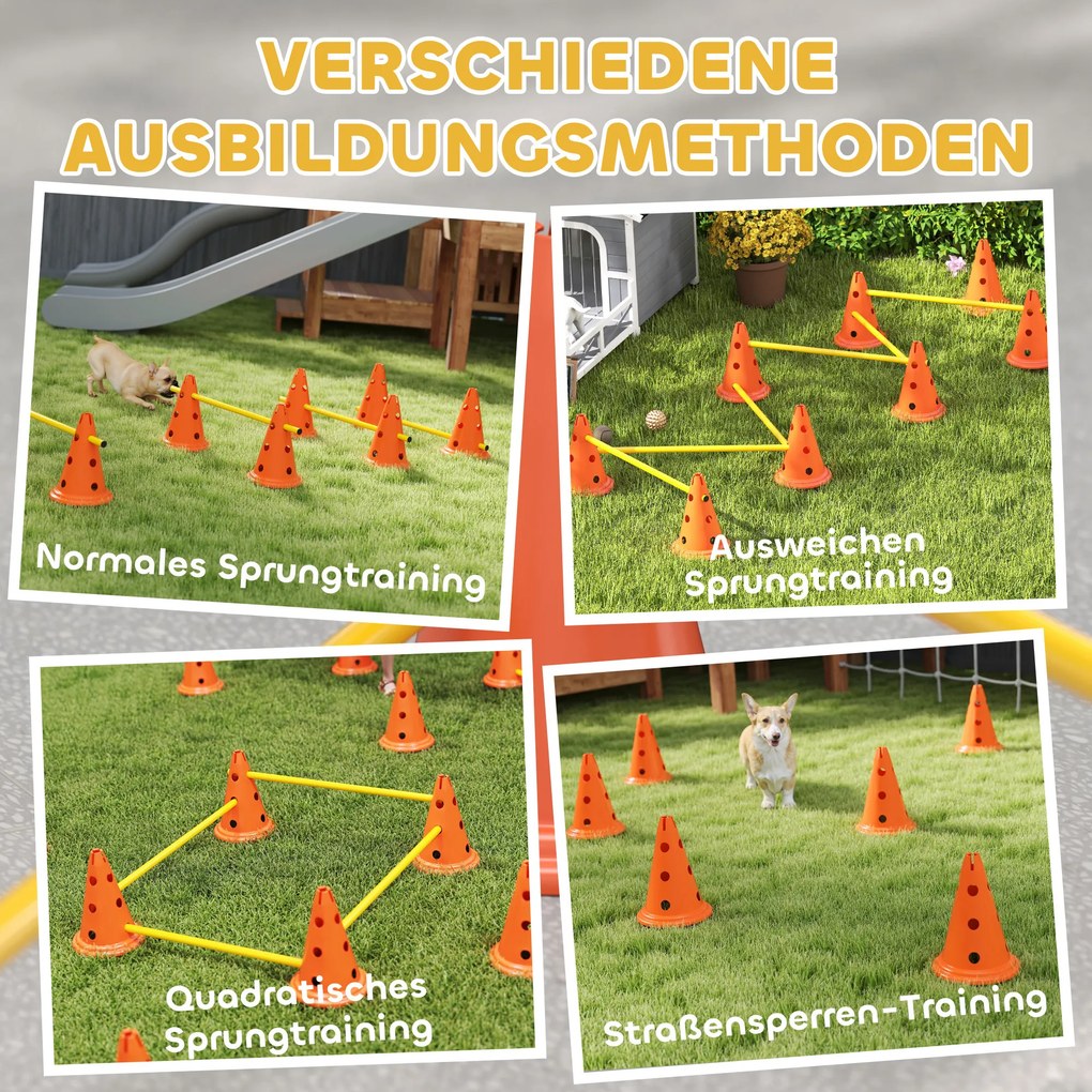 PawHut Agility set pro psy 6dílné agility vybavení pro výcvik psů Zásuvná sada překážek s 12 kužely 6 překážek Přepravní taška D07-059V01OG