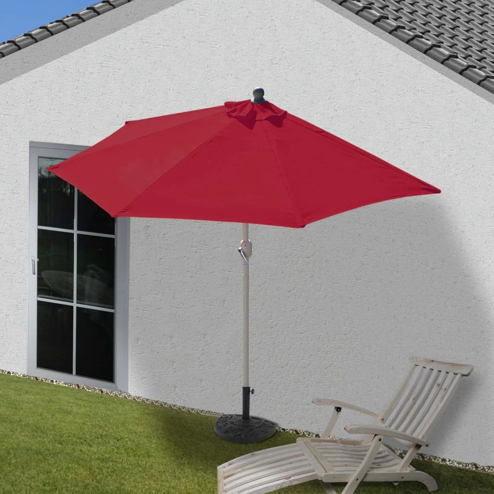 Slunečník půlkruh Parla 300 cm se stojanem - polyester/hliník - bordó