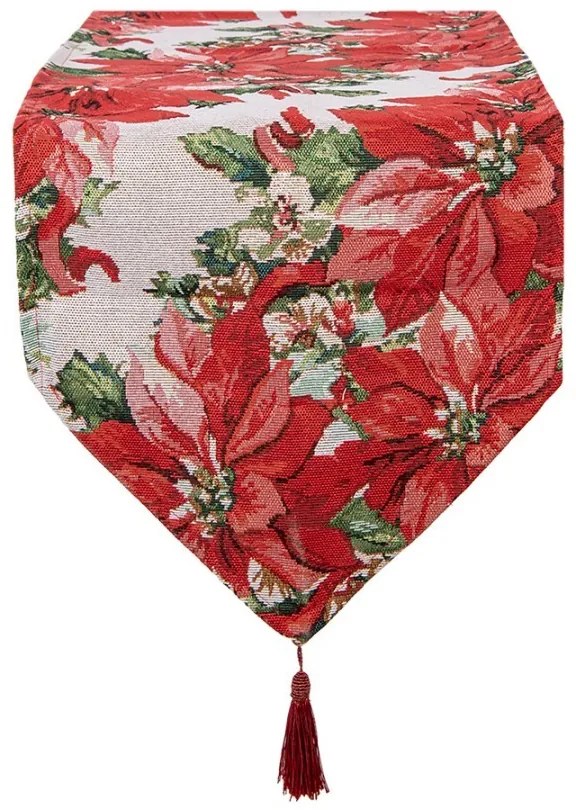 Červený běhoun s vánočními hvězdami Christmas Rustic - 33*180 cm