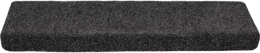 Schodové rohože samolepicí 10 ks 65 x 21 x 4 cm tmavě šedé s obdélníkovým okrajem 149725