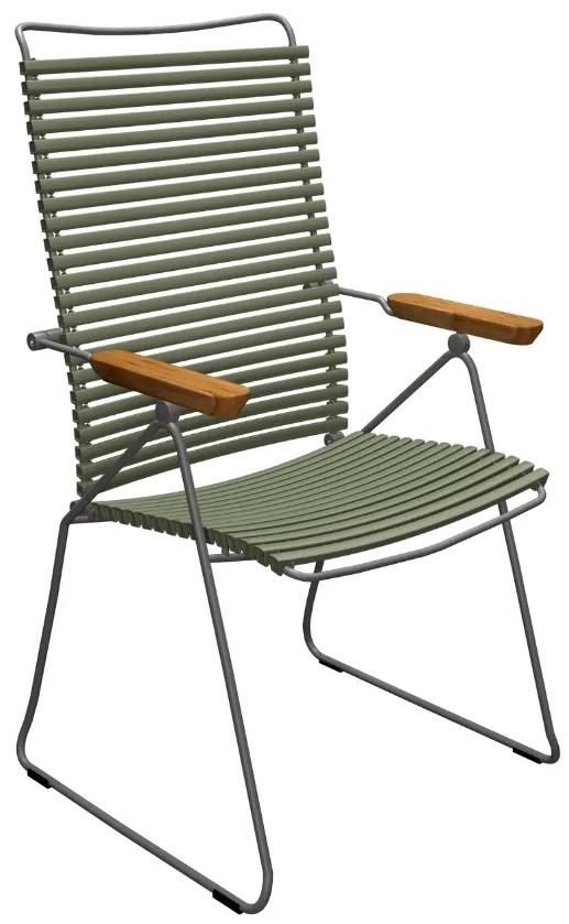 Olivově zelená plastová polohovací zahradní židle HOUE Click