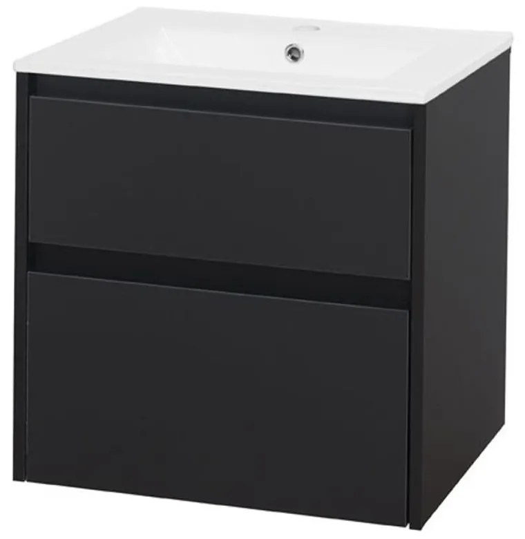 Mereo Mereo, Opto, koupelnová skříňka s keramickým umyvadlem 61 cm, bílá, dub, bílá/dub, černá, CN940