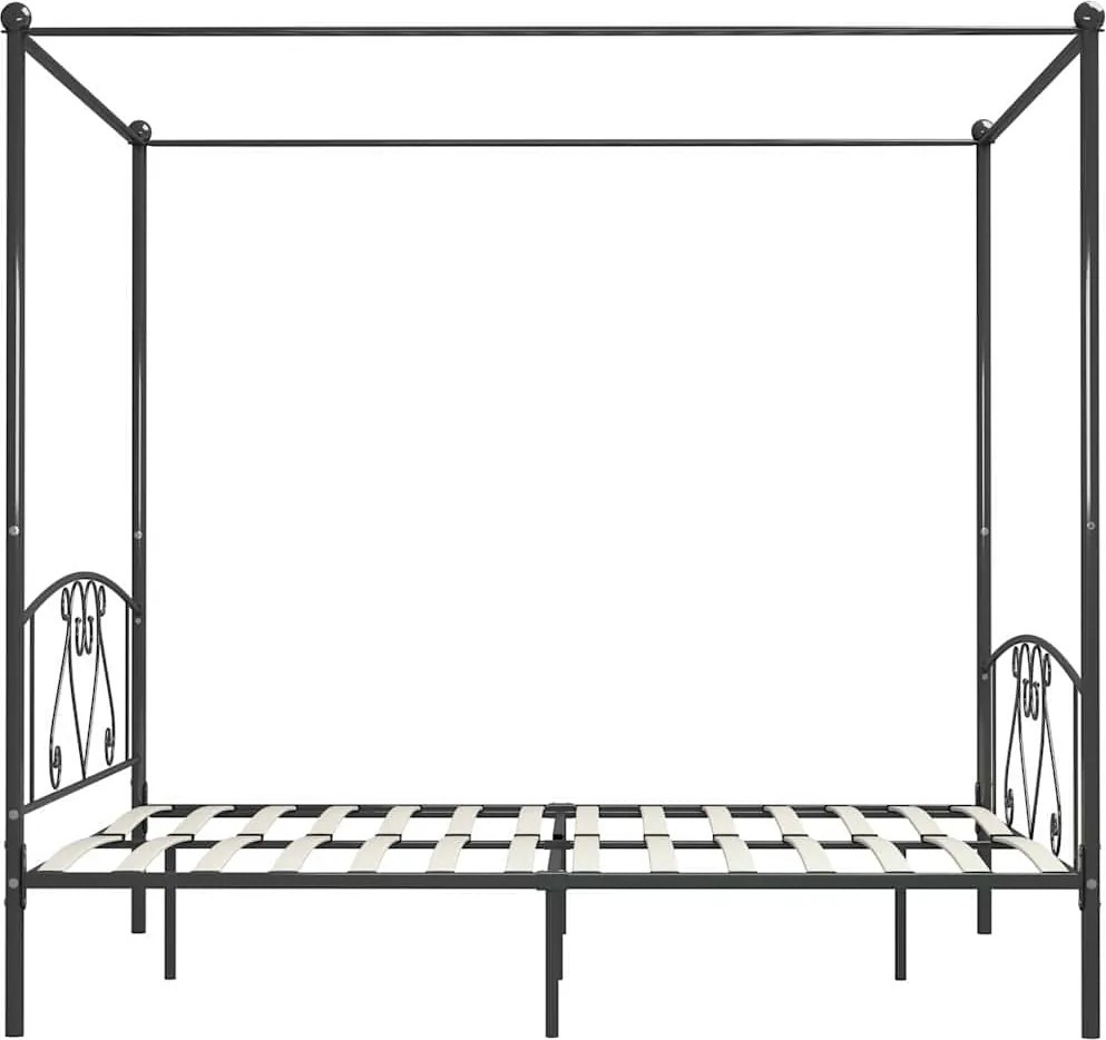 Rám postele s nebesy šedý kovový 200 x 200 cm 284446