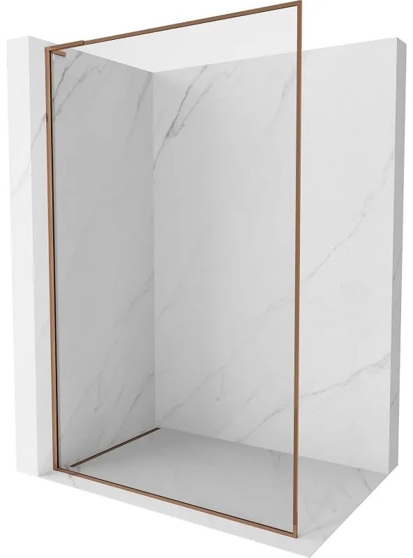 Mexen, Mexen Kioto-F L sprchová stěna s rámem 55 x 202 cm, průhledná 8 mm, růžové zlato - 800-055-174-60-00