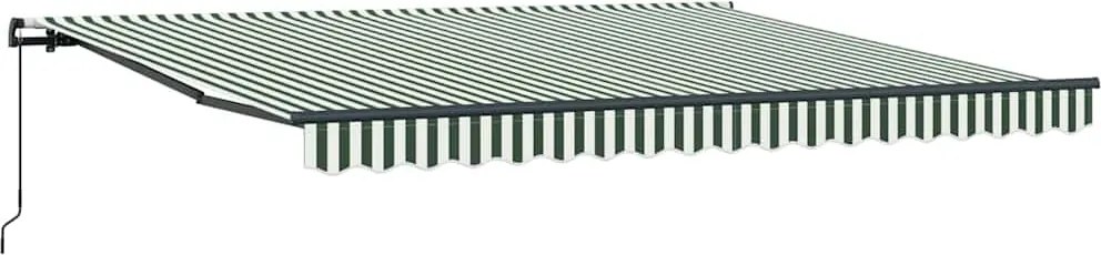 Stahovací markýza Zelená a bílá 400 × 300 cm Polyester a hliník 3330723