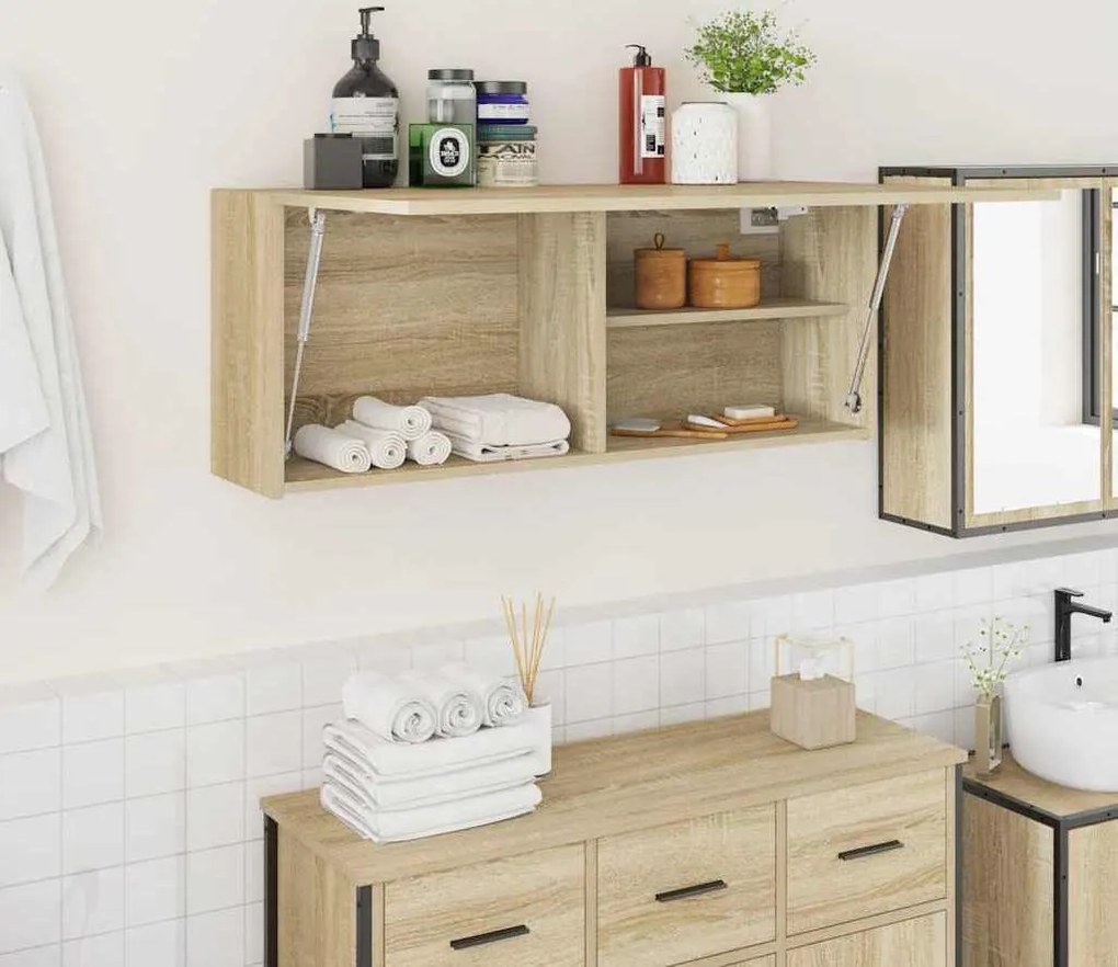 vidaXL Koupelnová nástěnná skříňka 100x25x40 cm kompozitní dřevo [860109] Barva: dub sonoma