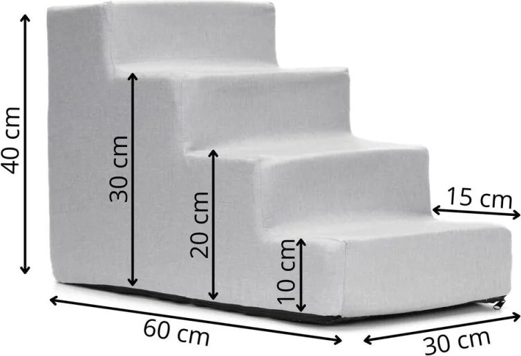 Schůdky pro psa 60x30x40 cm SPRINGOS PA0339 světle šedé