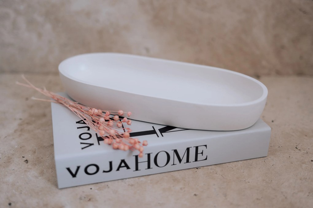 VOJA HOME Dekorativní mísa Zanoria – oválná, 29,5 × 12,5 cm Barva: Krémová hnědá (styl marble)