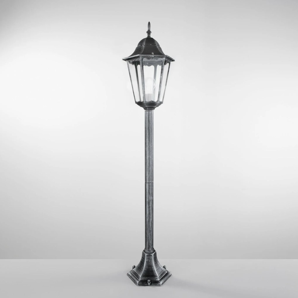 FAN LANT-FIRENZE/P1 Sloupkové svítidlo FIRENZE černá/stříbrná, 1xE27, IP44, 104 x 21 x 21 cm - FANEUROPE