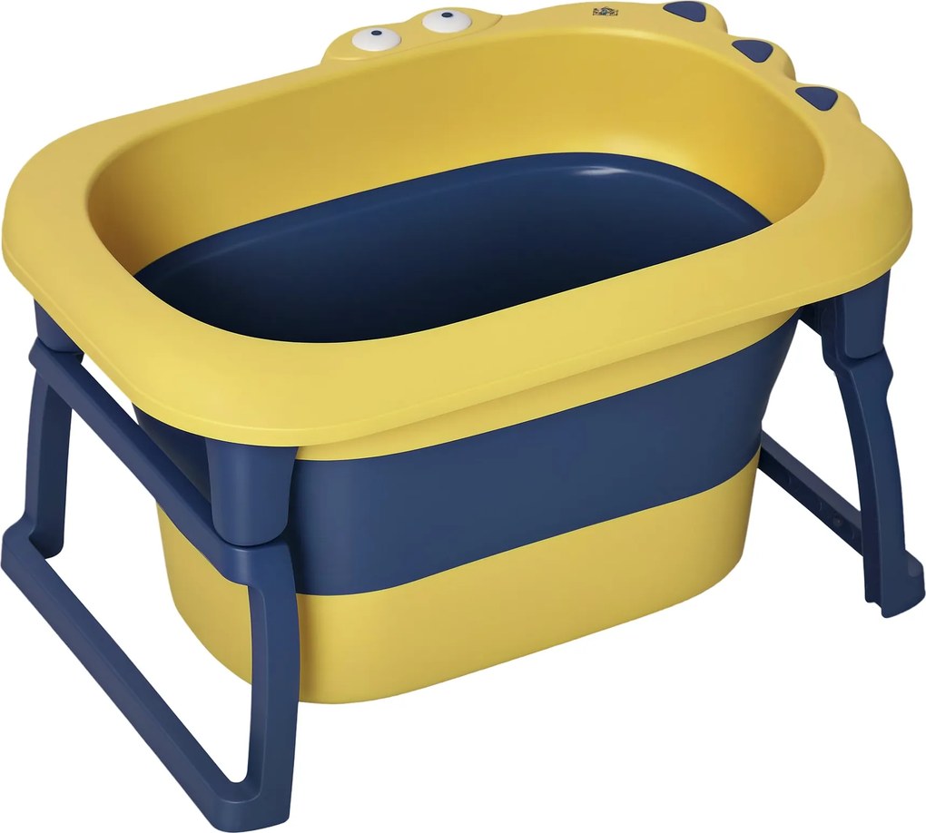 HOMCOM Skládací dětská vana pro dítě od 0 do 6 let, kapacita 105 l, rozměry 75,3x55,4x43 cm, přenosná vana pro děti s protiskluzovými nohami a odtokov