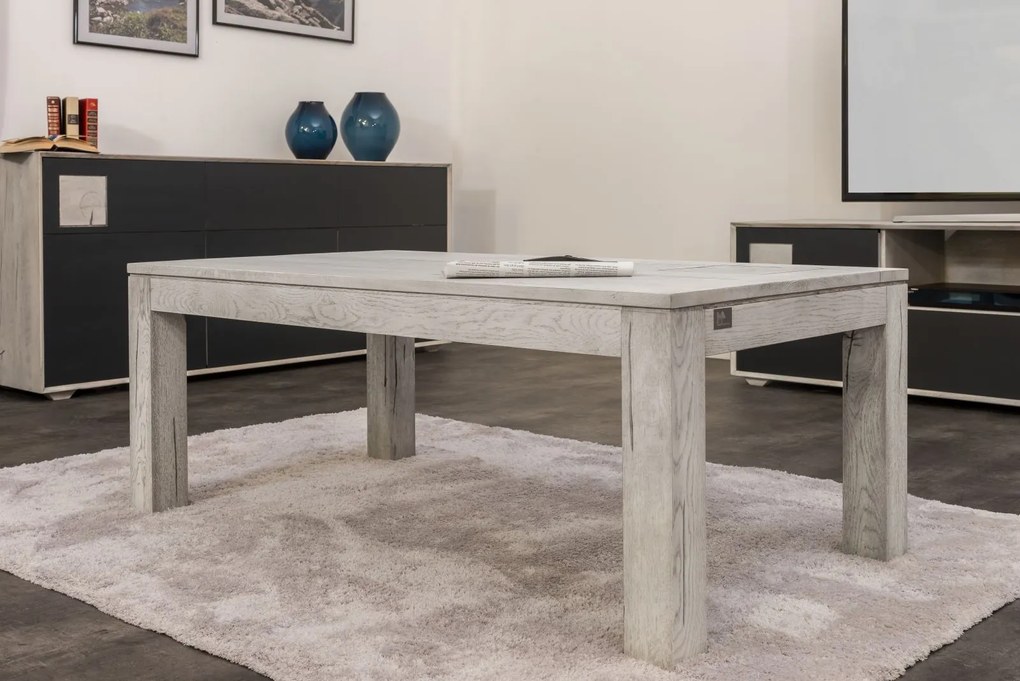 Bighome - TAMPERE Konferenční stolek 90x90 cm, dub, světle šedá