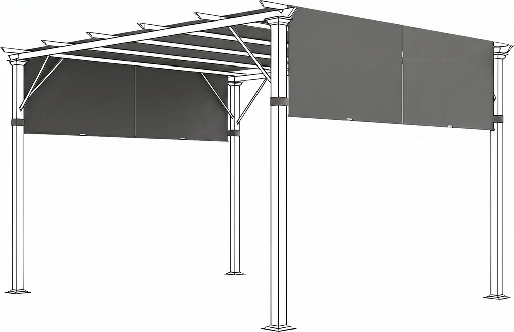 Outsunny Sada 2 skládacích pergolových náhradních plachet 4,9 x 1,2 m pro pergolu 3 x 3 m, polyesterová látka, tmavě šedá, UV ochrana
