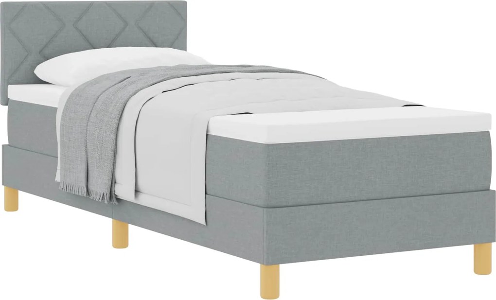 Postel s boxspringem s polštářem Světle šedá 80 x 200 cm textil 3338951
