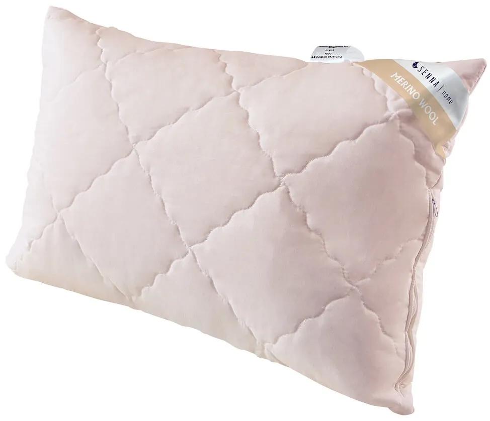 Inter-Widex luxusní prošívaný polštář s ovčí vlnou Merino 50x60 růžová