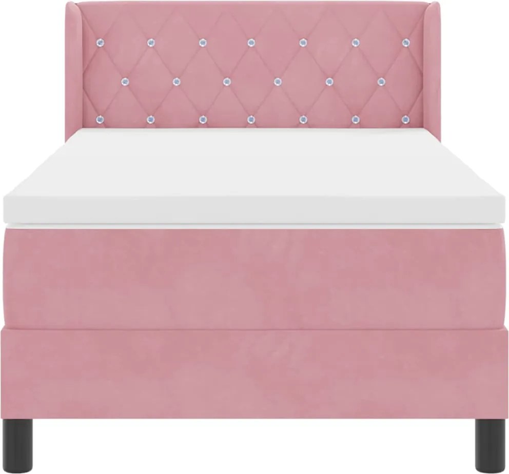 Postel s boxspringem s čelo Růžová 200 x 100 cm samet 3341407