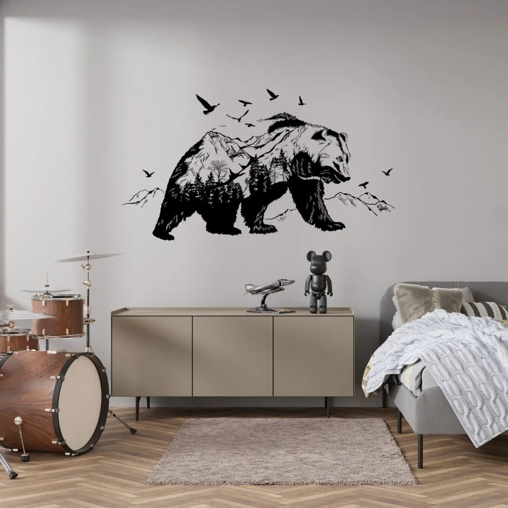 PIPPER | Samolepka na zeď "Medvěd" 122x68cm
