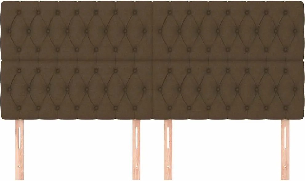 Čelo postele tmavě hnědé 200 x 7 x 118/128 cm látkové 3116693