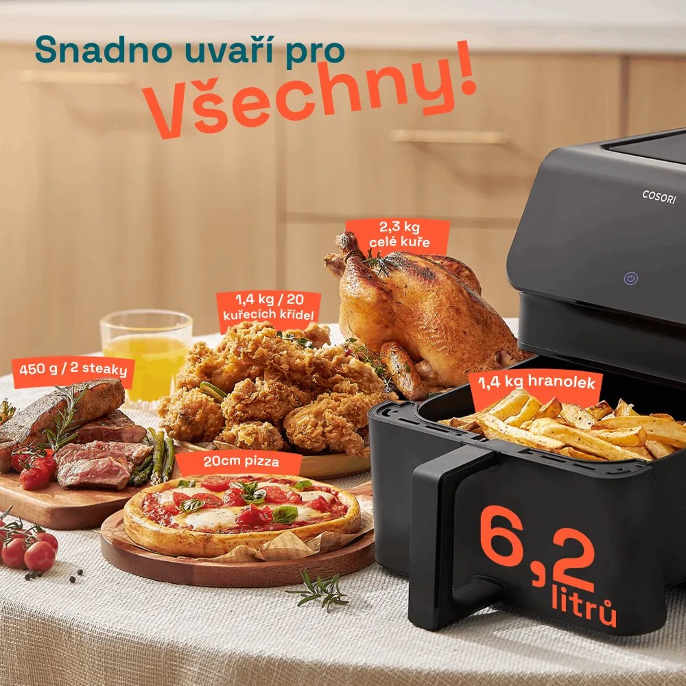 Cosori P651 PREMIUM II Chef edition - Horkovzdušná fritéza