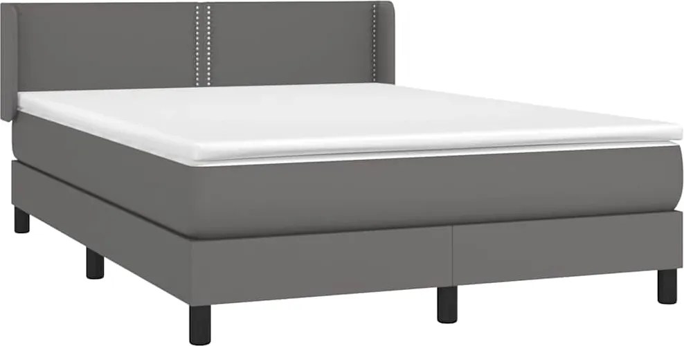 Box spring postel s matrací šedá 140x200 cm umělá kůže 3130725