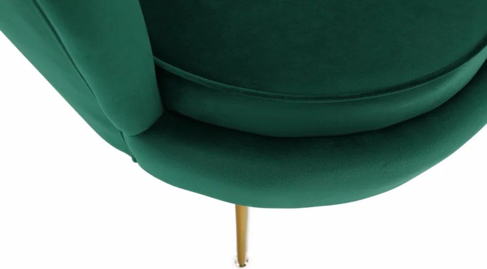 Křeslo ve stylu Art-deco, smaragdová Velvet látka / gold chrom-zlatý, NOBLIN