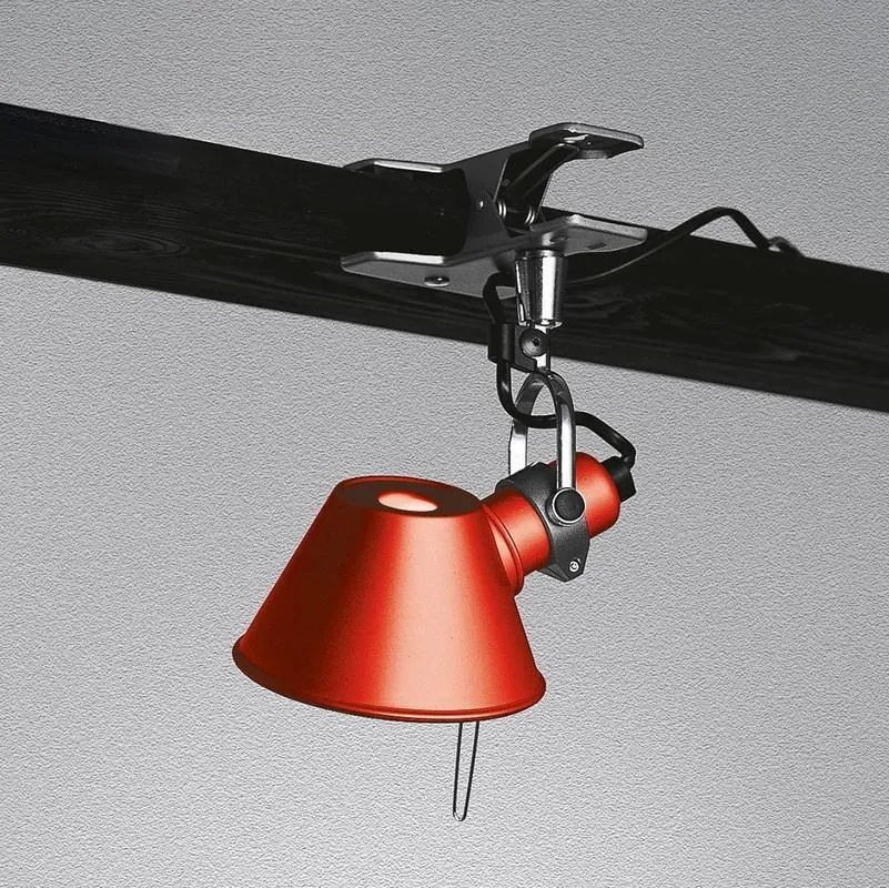 Artemide A010810 + 5 let záruka, přímý distributor Tolomeo Micro pinza, červená lampa s klipem, 1x46W E14, 20 cm