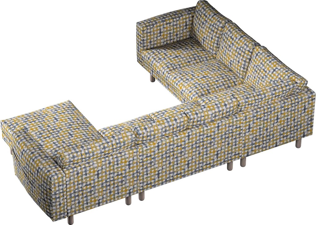 Potah na pohovku IKEA Norsborg rohová, 5-místná se šezlongem barva modrá látka pletený vzor, vzorované