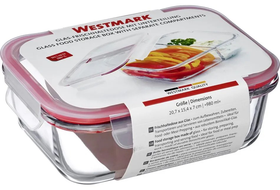 Westmark Skleněná dóza na potraviny se 2 přihrádkami 980 ml