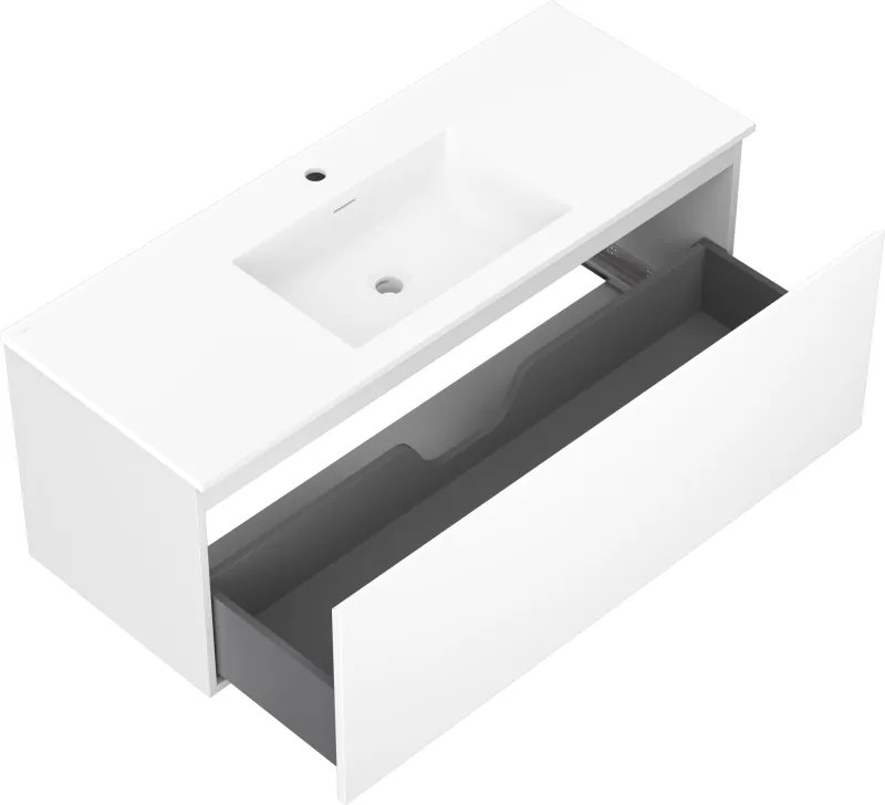 Mexen Orio, koupelnová skříňka 120 cm s umyvadlem Otis, 1 zásuvka, bílá matná, 91A10-12047-1-BF01-W18M01