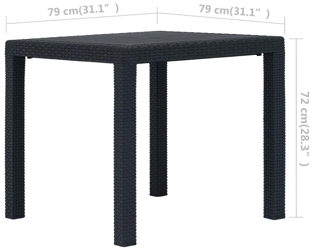 vidaXL Zahradní stůl antracitový 79x79x72 cm plastový ratanový vzhled