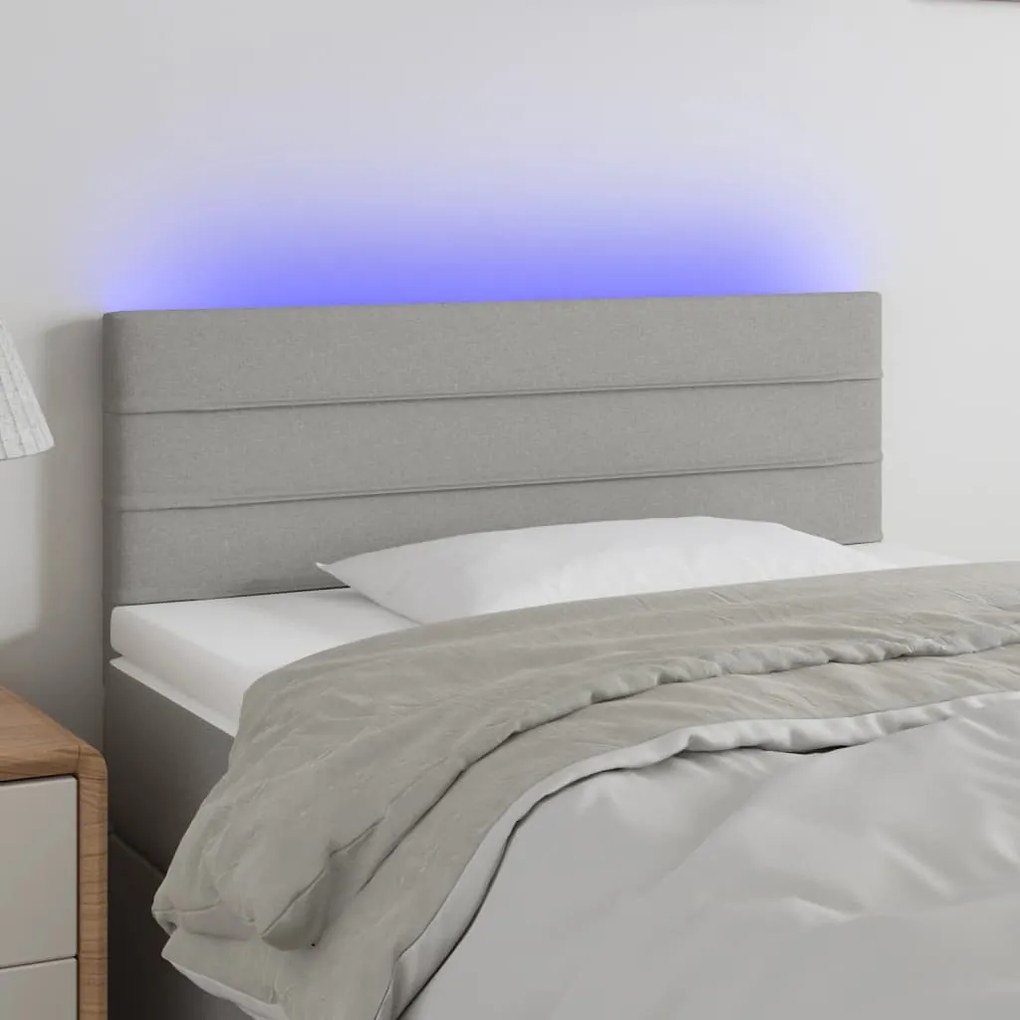Čelo postele s LED světle šedé 100 x 5 x 78/88 cm textil 3121742