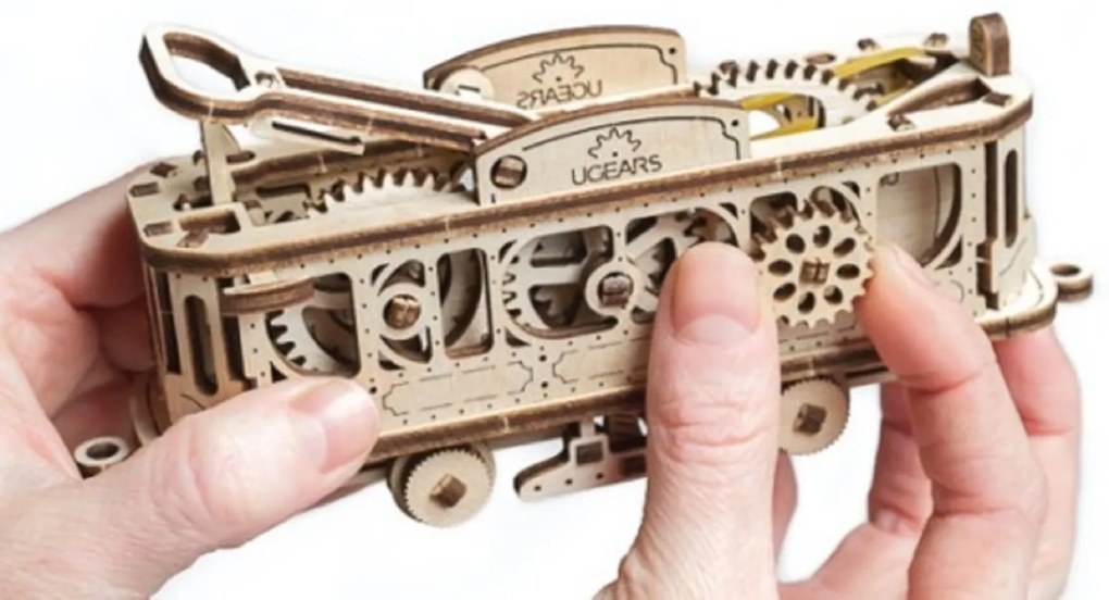 Ugears 3D dřevěné mechanické puzzle Mechanical Town tramvajová linka