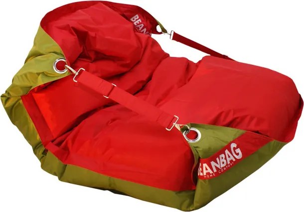 BeanBag Sedací pytel 189x140 duo scarlet rose - green frog