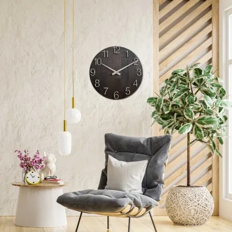 Luxusní dřevěné nástěnné hodiny Wenge – Černý design I SENTOP MAS016-OSMO-3169-heads-silver