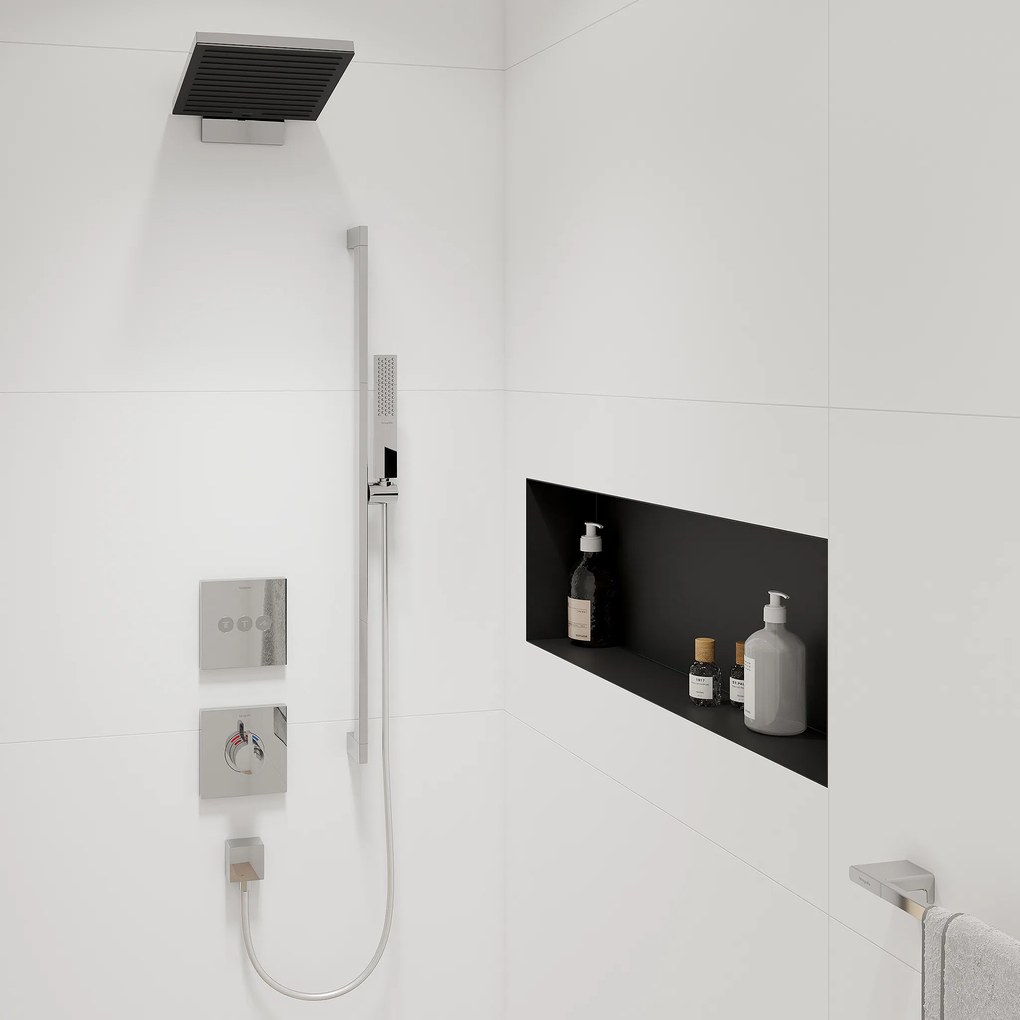 Hansgrohe Unica, sprchová tyč E Puro 900 mm s lehce posuvným držákem a sprchovou hadicí, chromová, HAN-24403000