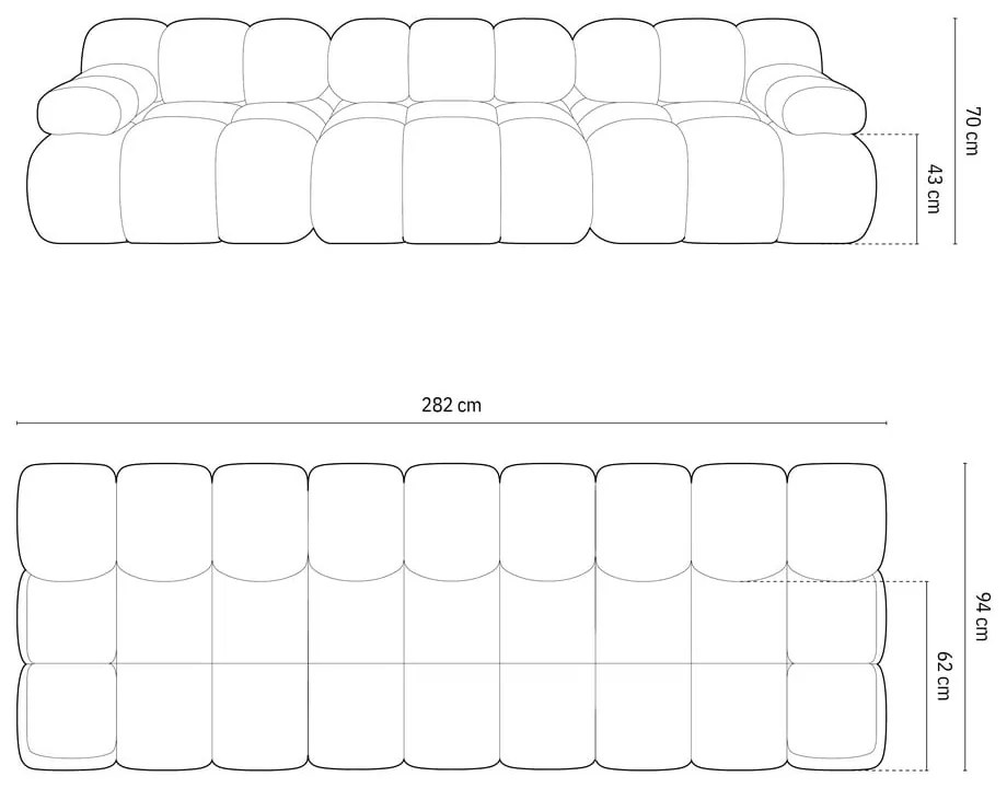 Světle šedá modulární pohovka z textilie bouclé 282 cm Bellis – Micadoni Home