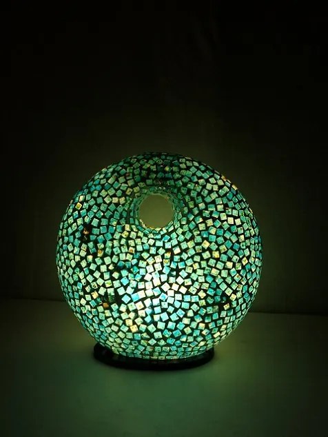 Stolní lampa modrá DONUT, 35 cm, ruční práce, Indonésie
