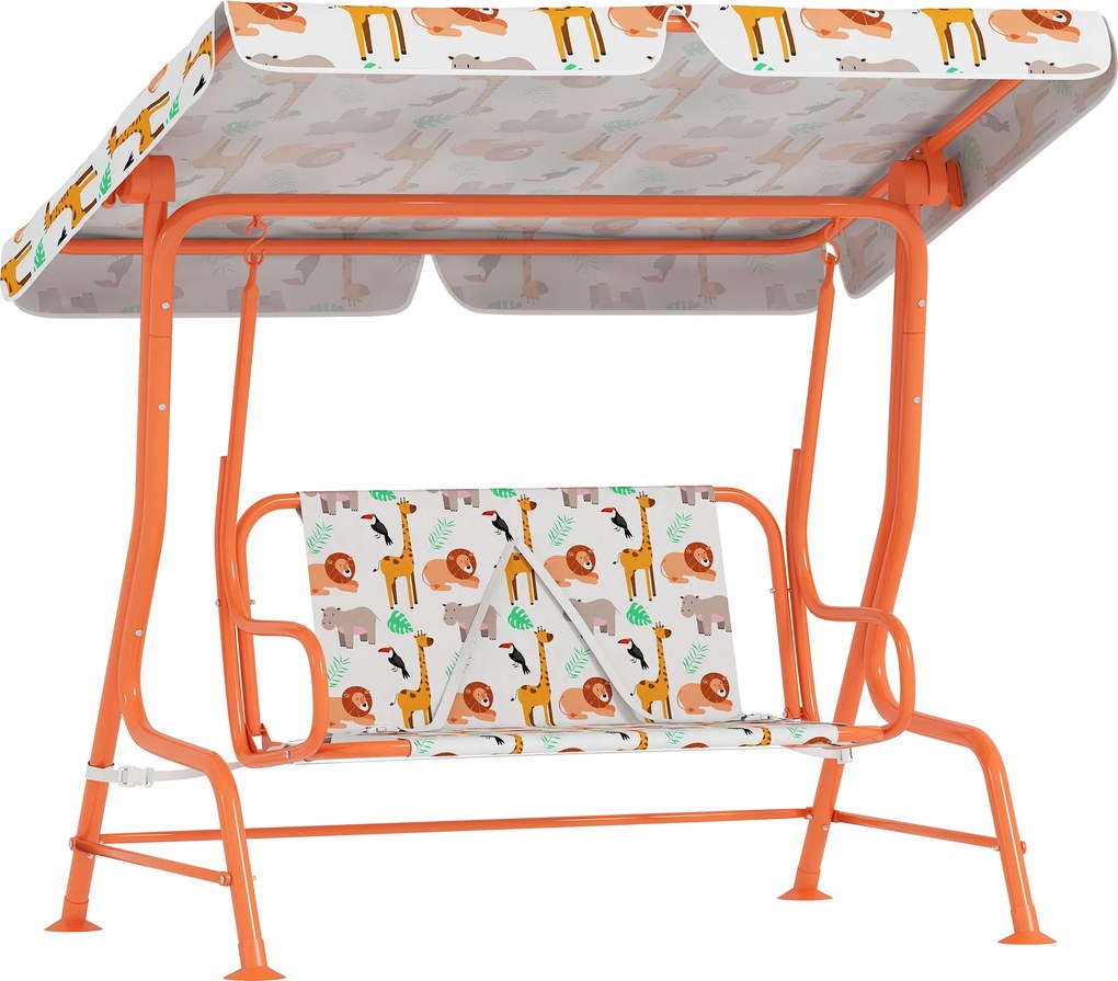 AIYAPLAY dětská zahradní houpačka 2 sedadla 112x75x120 cm oranžová