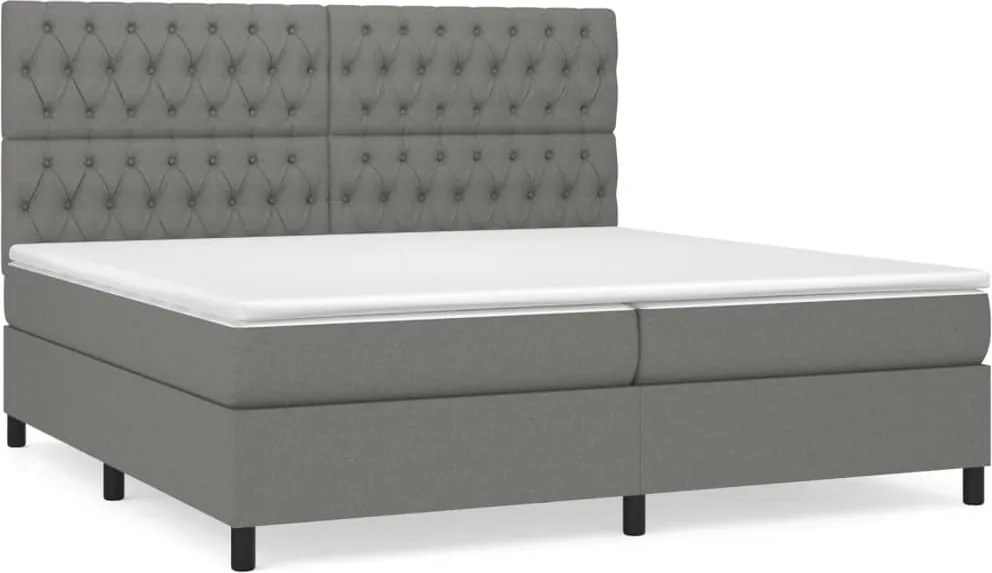 Box spring postel s matrací tmavě šedá 200x200 cm textil 3142042