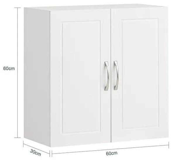 Sobuy FRG231-W Nástěnná skříňka se dvěma dveřmi Koupelnová skříňka Kuchyňská skříňka Bílá 60x60x30cm