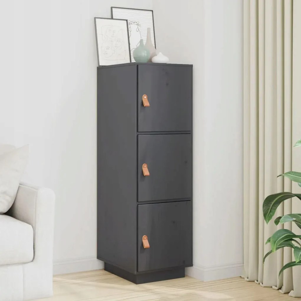 Fionshop 263910527 Skříň highboard šedá 34x40x108,5 cm masivní borové dře