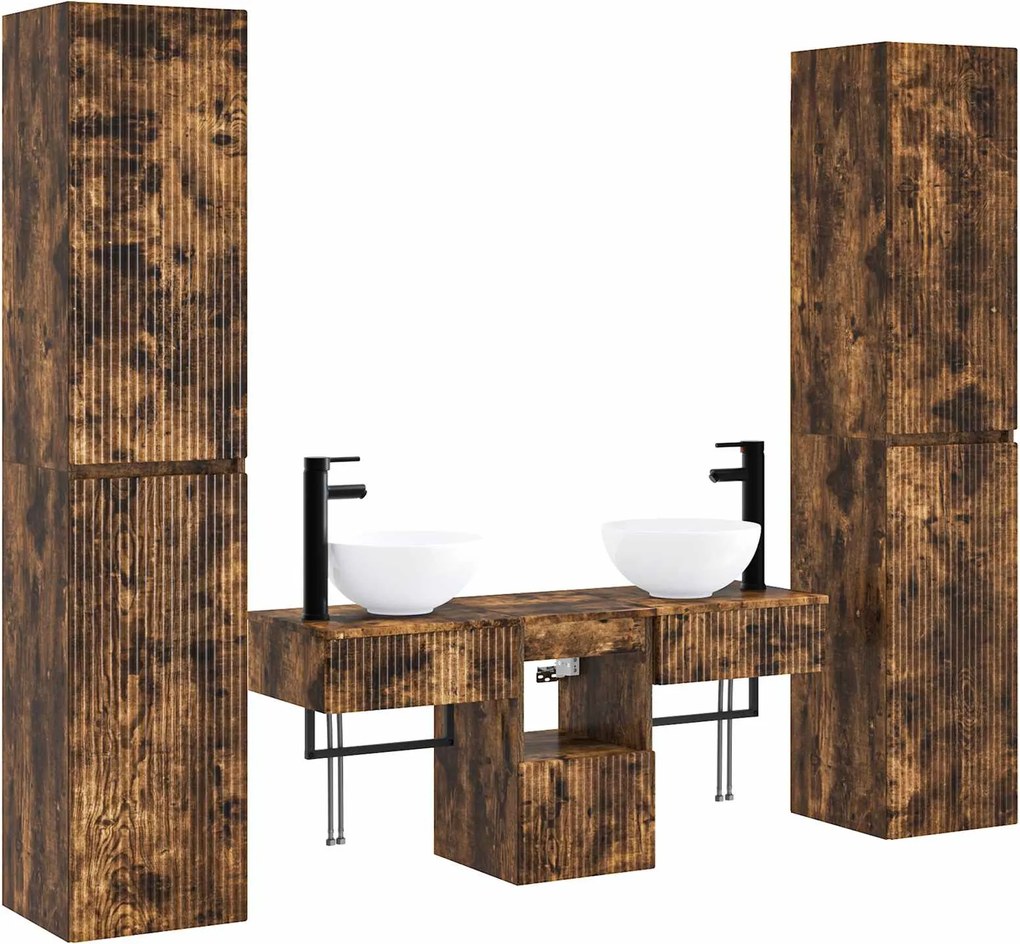 Sada koupelnového nábytku 5 ks Kouřový dub 33 x 34,5 x 160 cm 3406008